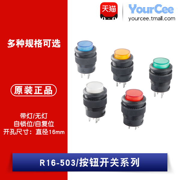 R16-503 Key Button Switch - 4-Pin/2-Pin With Light And Locking Options ...
