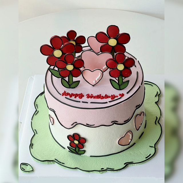 Comic two-dimensional cake customization, Internet celebrity birthday ...