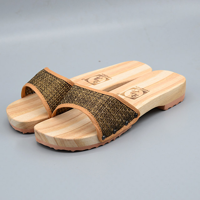 Unpainted wooden slippers Home anti-slip clogs men and women's shoes ...