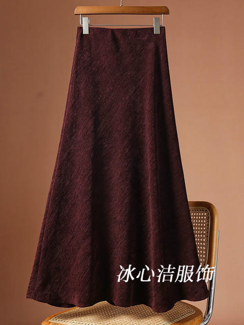 Angora red retro textured A-line fishtail skirt women's 2025 new high ...