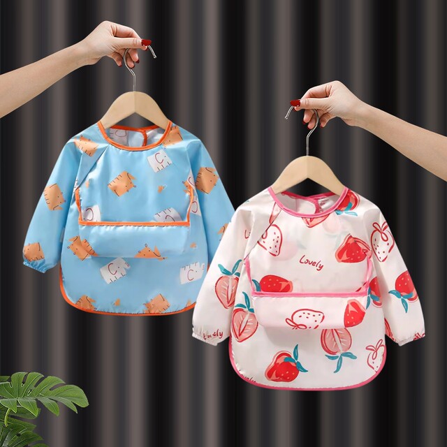 Baby smock full body waterproof children's apron eating bib baby anti ...