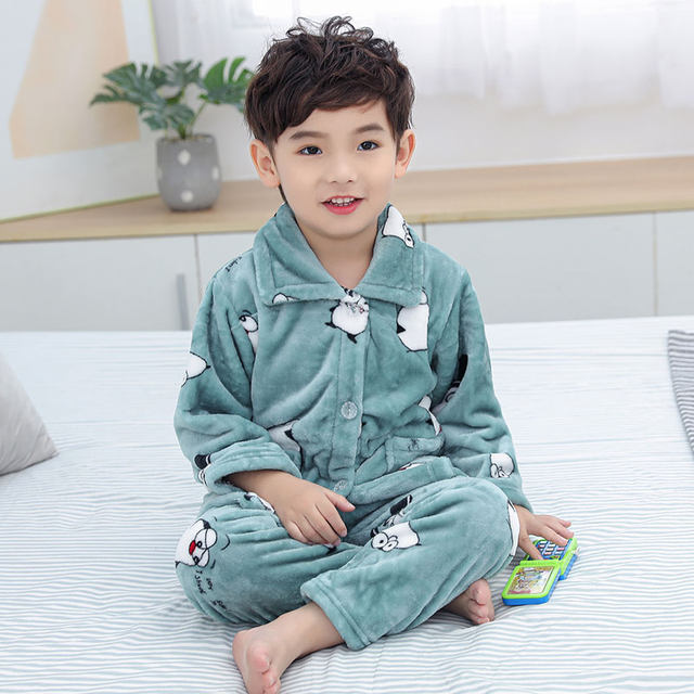 Children's Flannel Pajamas for Autumn and Winter, Fleece-Lined and ...