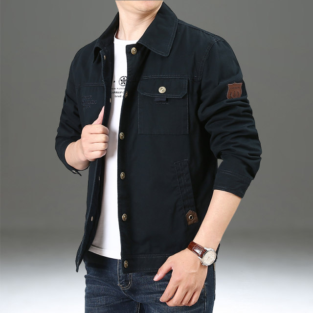 2024 New Jackets Men's Spring and Autumn Lapel Pure Cotton Casual Tops ...