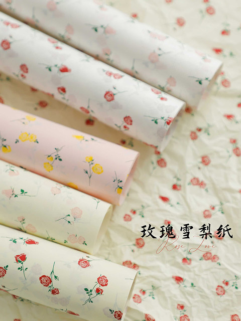 Thickened roses, pear paper bouquet of flowers, wrapping paper hand ...
