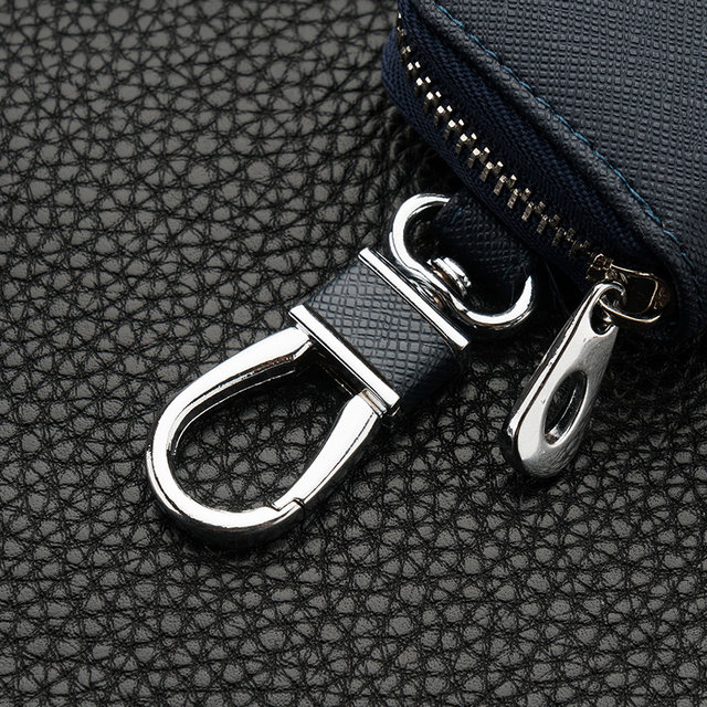 Genuine leather striped zipper bag car key bag universal personalized ...