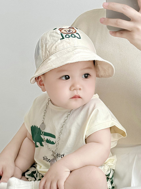 Baby sun protection hat summer thin baby bear boy mesh sun hat girl ...