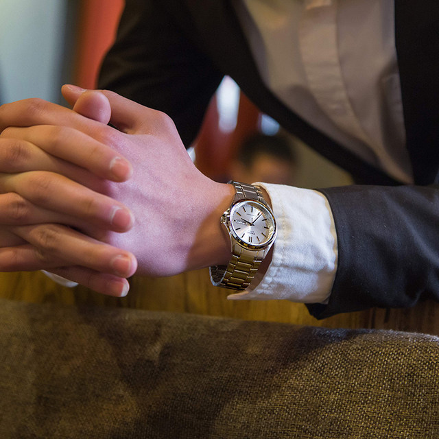 Casio men's watch Casio business quartz men's watch steel strap ...