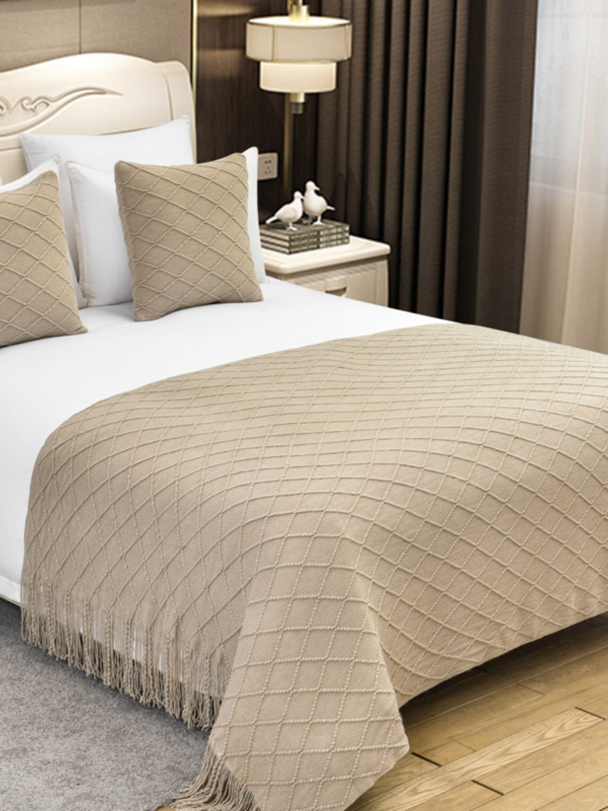 Houndstooth Bed Runner & Bed Scarf - Yongai Bedding