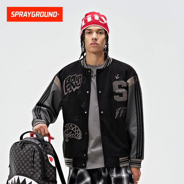 SprayGround autumn new suede embroidered baseball uniform men's ...