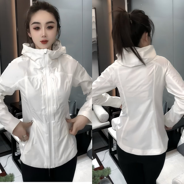 Lulu's same style soft shell hooded thin jacket outdoor sun protection ...