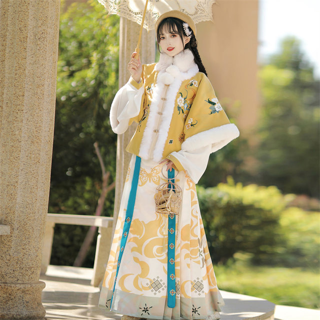 Feitilan_Jinse Liunian Original Ming Hanfu Women's 2025 New Winter Improved Thickened Horse Face ...