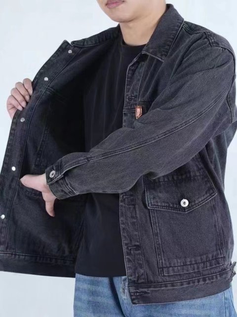 Denim welding work clothes men's work jacket welder anti-scalding labor ...