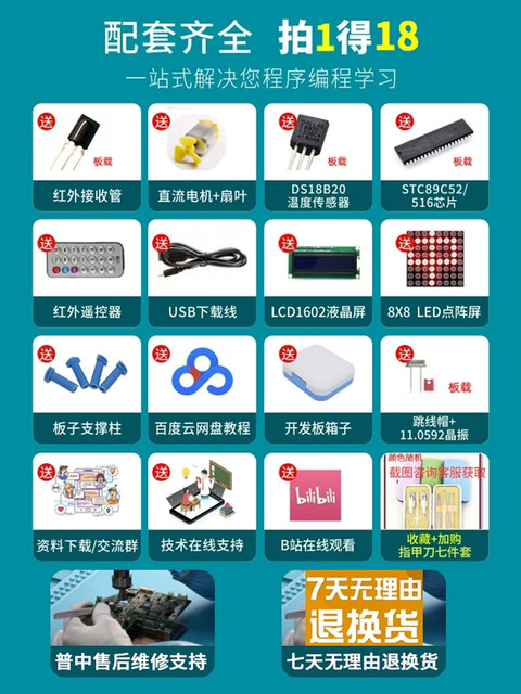 Puzhong 51 microcontroller learning board development board stc89c52 ...