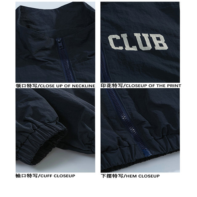 Switching fashion jacket American retro contrasting colored stitching ...