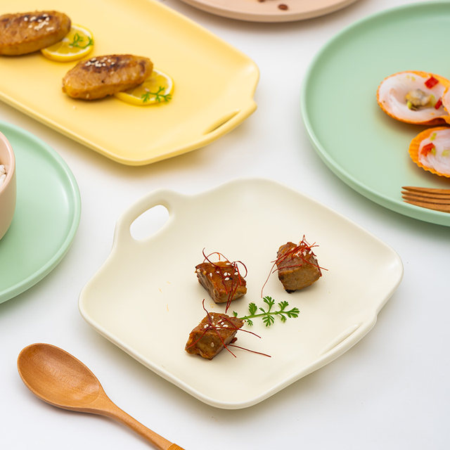 Double-eared plate, household ceramic creative plate, cream-style high ...