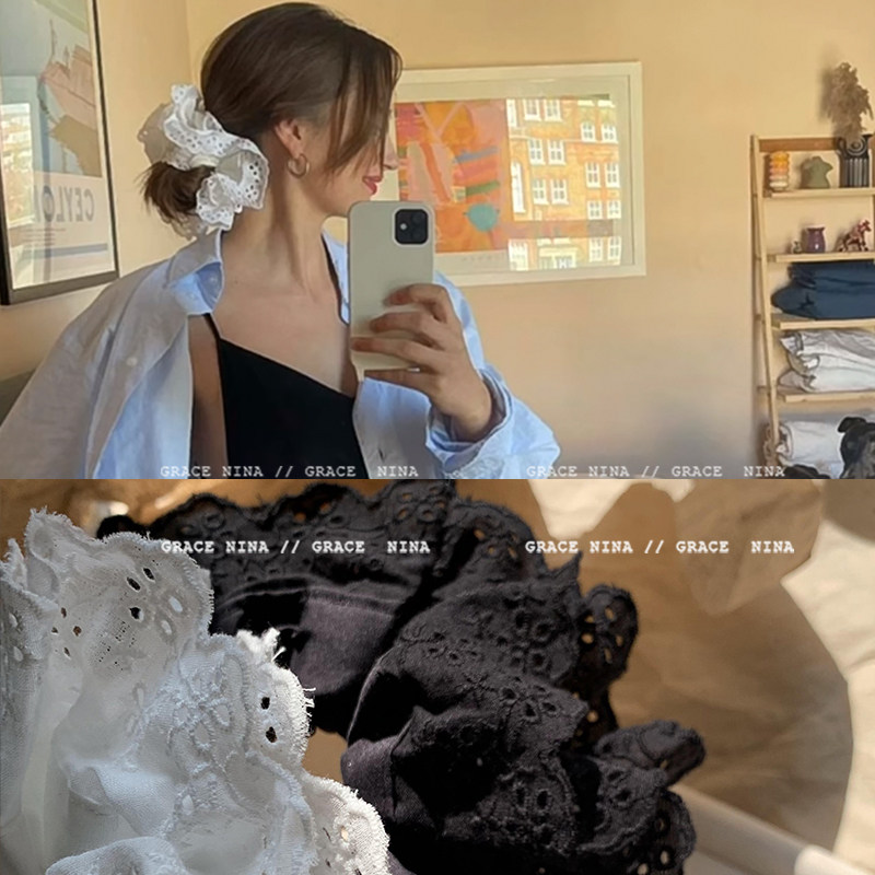 fever same style solid color lace large intestine hair ring for women ...