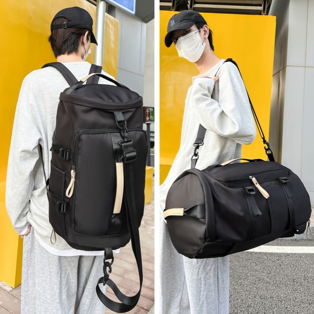 Trendy and cool casual multi-functional backpack men's contrasting color shoulder bag women's ...