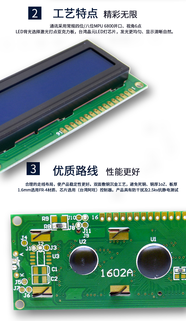 1602 LCD Screen Module With Dot Matrix Display And Pin Connectors ...