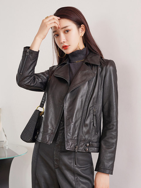 Autumn new Ms. Haining leather leather clothes short slim slim ...