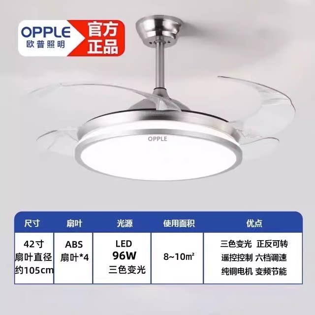 Op Lighting LED invisible variable frequency silent bedroom ceiling fan ...