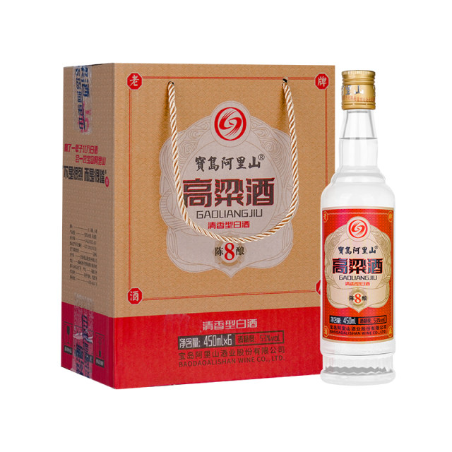 Baodao Alishan 53% full box liquor shot six bottles of 450ml fragrant sorghum wine 45% pure ...