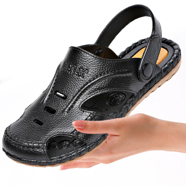 Rubber sandals men's summer thick sole wear-resistant bag-toe casual ...