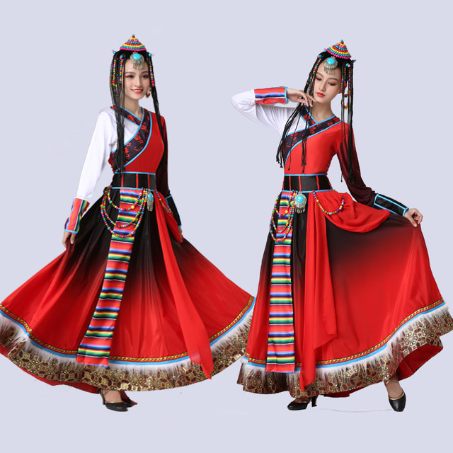 2024 New Tibetan Dance Performance Costumes Female Ethnic Costumes Adult Dolma Swing Skirt ...