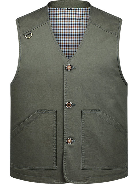 The middle -aged and elderly spring and autumn vest male multi -pockets ...