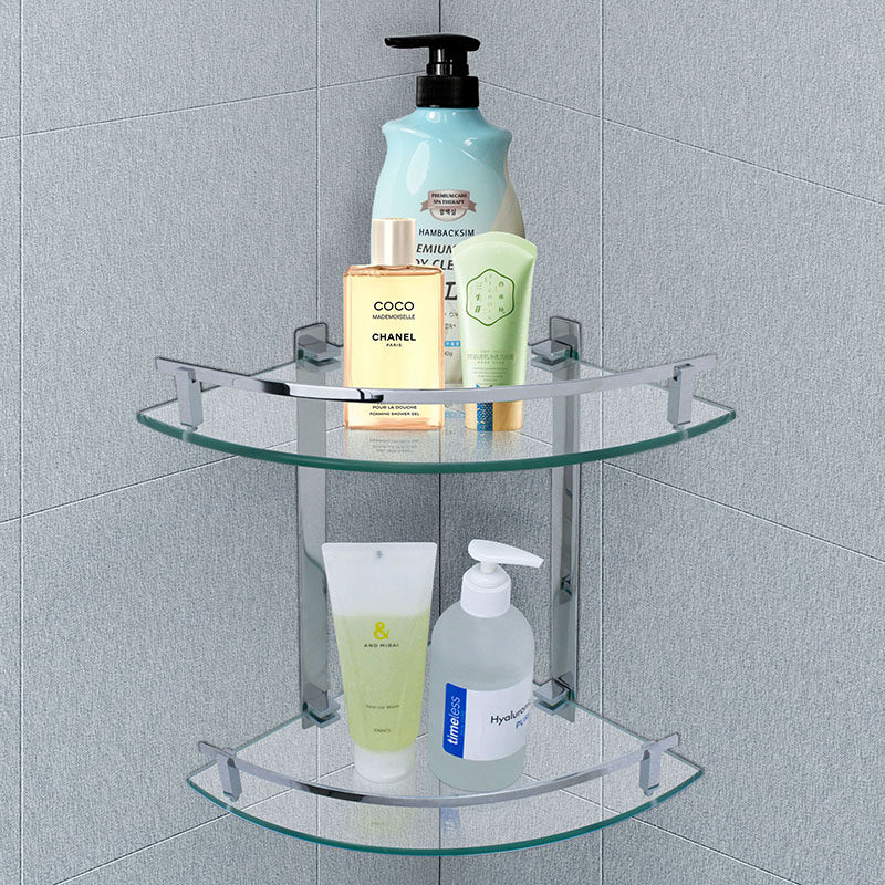 Bathroom Triangle Glass Shelf Corner Shelf Shower Room Bathroom Corner ...