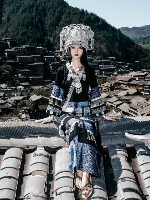 Miao batik clothing ethnic minority travel photography Miaojiang girl ...