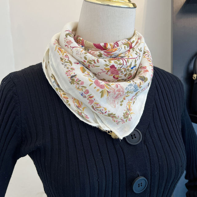 2024 New Magnetic Buckle Small Silk Scarf Women's Thin Square Scarf ...