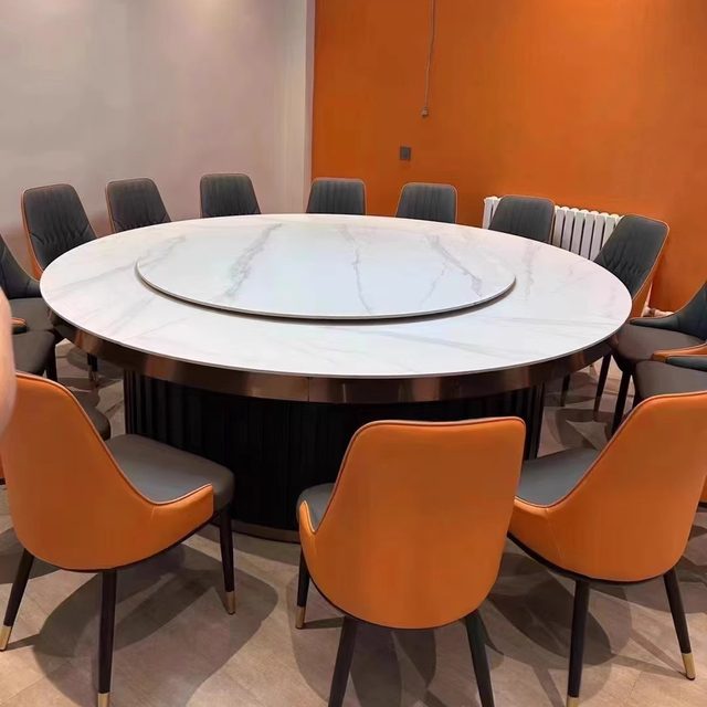 Hotel box dining table manual electric round table rock plate hotel ...