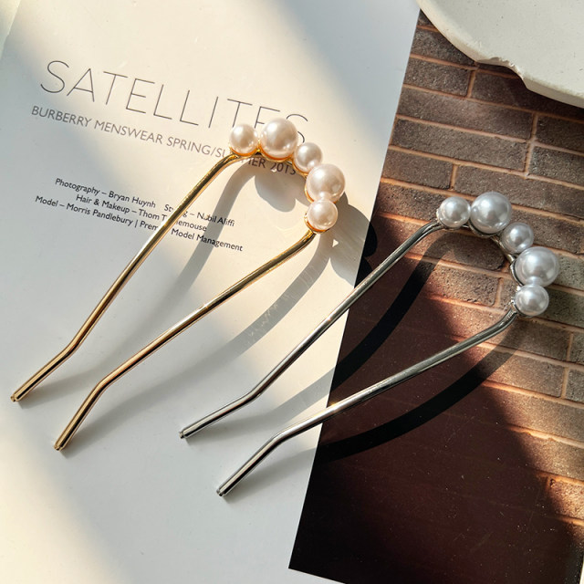 High-end pearl U-shaped hairpin for women, simple and modern hairpin ...