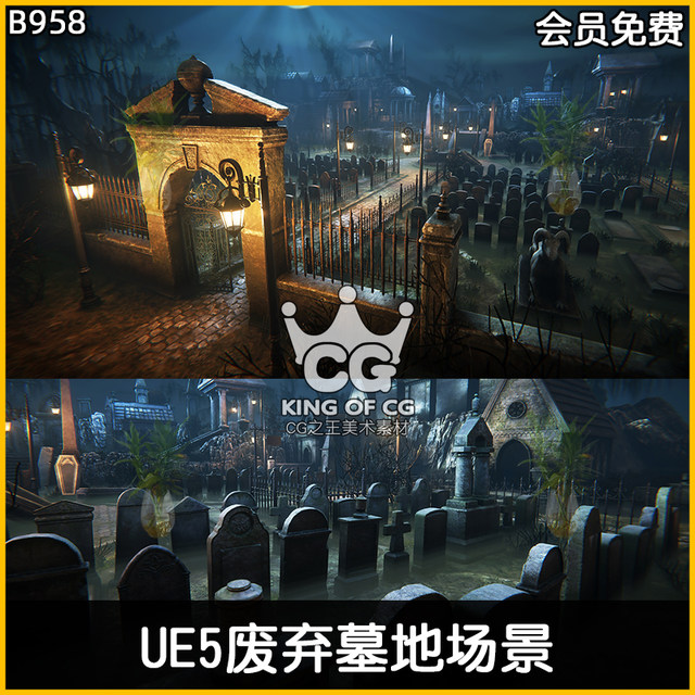 Ue5 Unreal Horror Spooky Abandoned Dilapidated European-Style European Night Graveyard Props ...