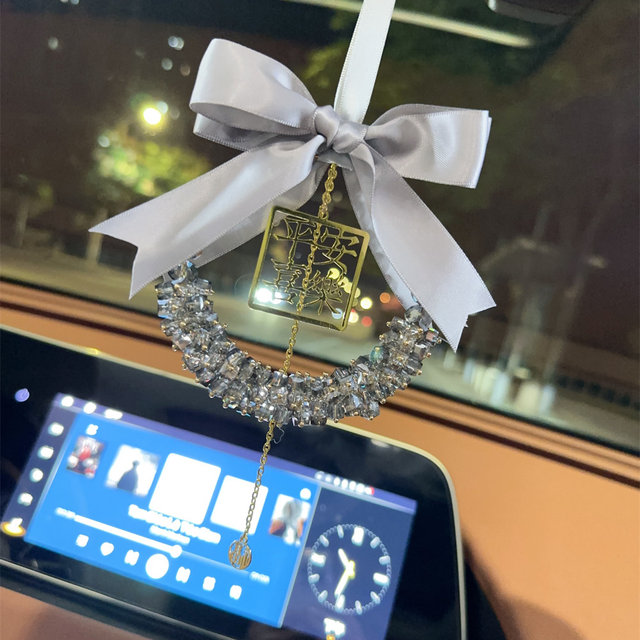 Handmade crystal car pendant, creative luxury high-end rearview mirror ...