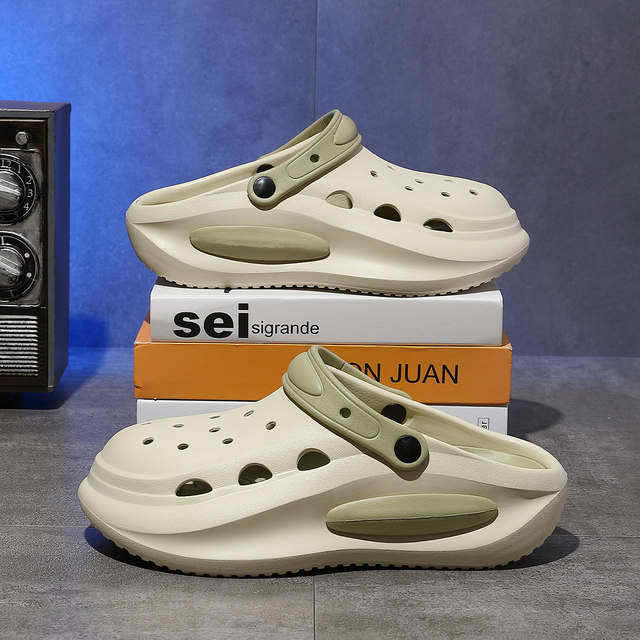 Croc Shoes Men's Summer Baotou Beach Slippers EVA thick-soled sports ...