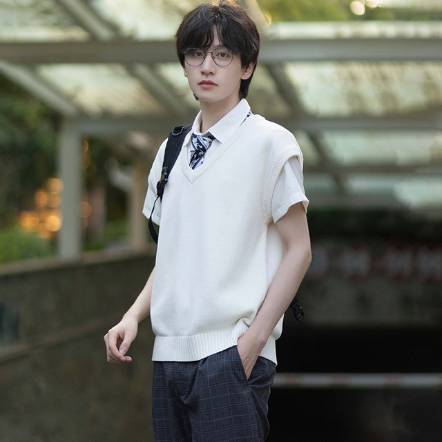 dk uniform knitted vest autumn and winter college style V-neck sweater ...