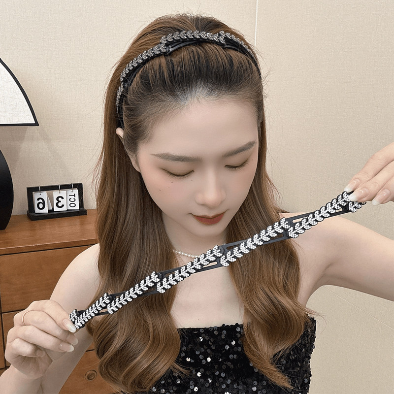 High-end rhinestone wheat ear headband for women travel portable ...