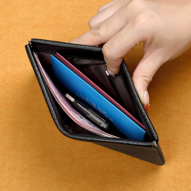 Automatic closing shrapnel storage bag genuine leather coin wallet ...