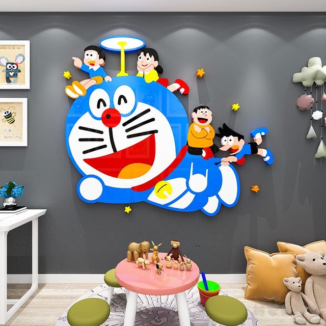 Children's room boys and girls bedroom bedside layout Doraemon Doraemon ...