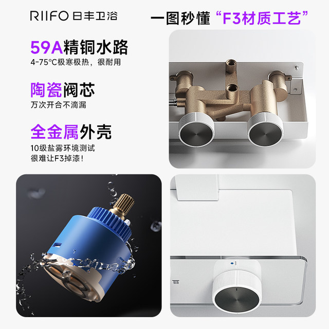 24 New Products Rifeng Bathroom Full Copper F3 Five-Function Shower Set ...