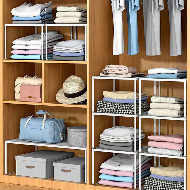 Layered partition storage shelf wardrobe partition iron multi-layer ...