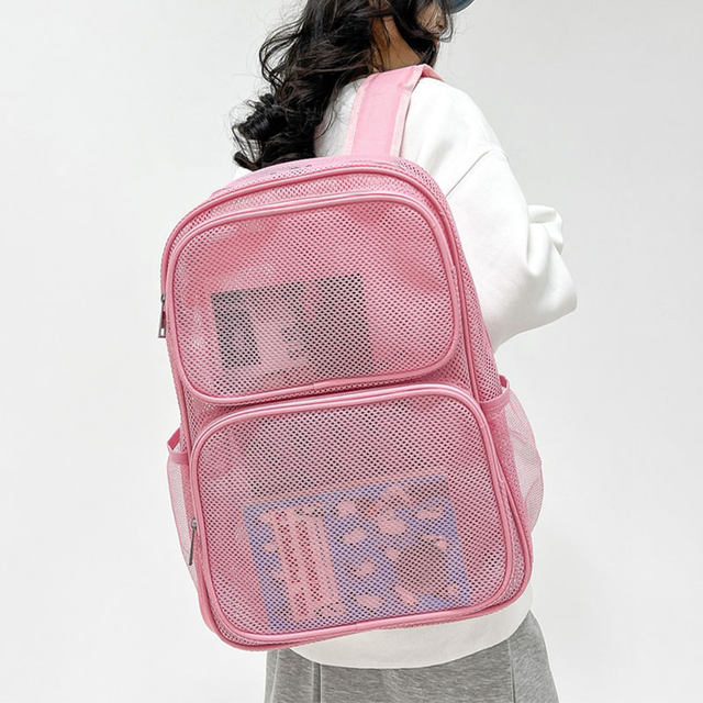 Transparent mesh backpack for women 2024 new large capacity high school ...
