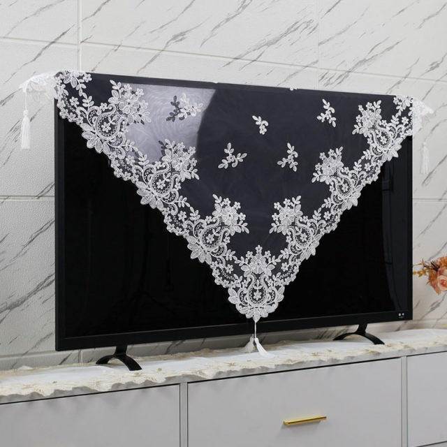 Lace TV cover fabric lace white European cover cover embroidery 42 ...