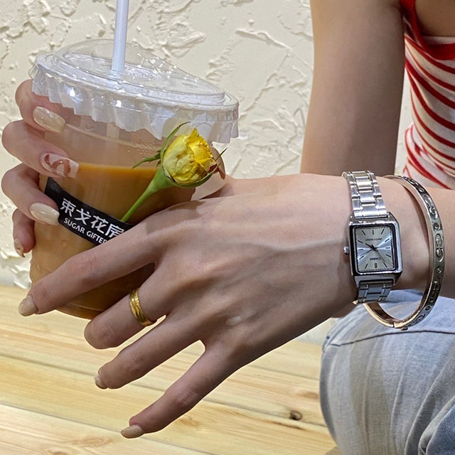 casio Casio watch women's 2023 new retro small square student quartz electronic LTP-V007D-7E