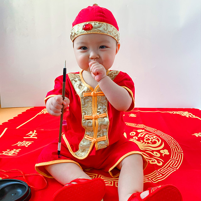 Chinese style baby clothes set for men and women, short-sleeved cotton ...