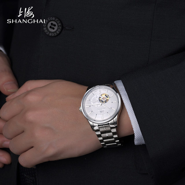 Shanghai brand genuine men's watch steel band fully automatic ...