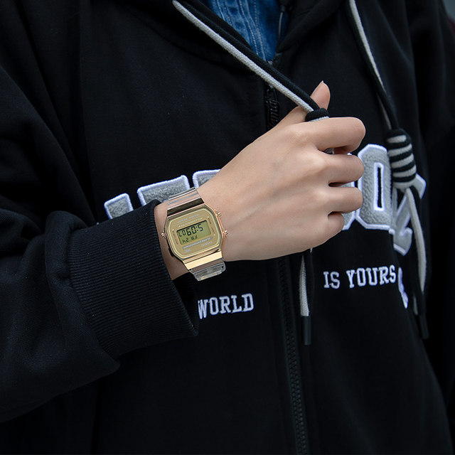 casio Casio watch small gold watch transparent trendy fashion men's ...