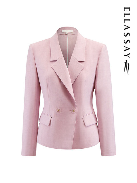 ELLASSAY spring new hemp twill honey pink suit for women EWE331T04500