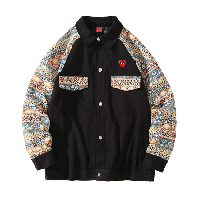 Charles Heart Retro Spliced Jacket Men's 2024 New Spring and Autumn ...